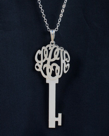 Sterling Silver Monogram Key Necklace by Purple Mermaid Designs ...