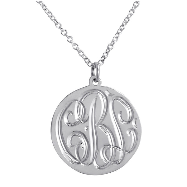 Sterling Silver Engraved Disc Necklace – Initial Obsession